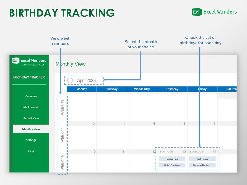Birthday Tracker Excel Spreadsheet | Birthday & Anniversary Calendar ...