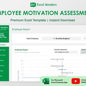 Employee Motivation Assessment Excel | Team & Workplace Survey Tool for ...