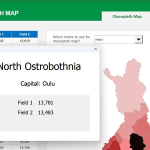 Finland Choropleth Map Excel Template | Data Visualization Tool for Map of Finland, Finnish ...