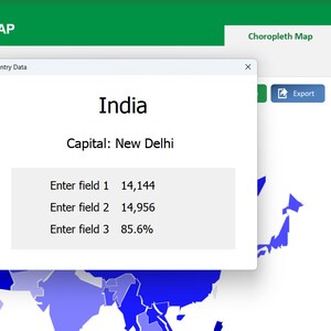 Choropleth Map of Asia Excel Template | Data Visualization Map of Asia ...