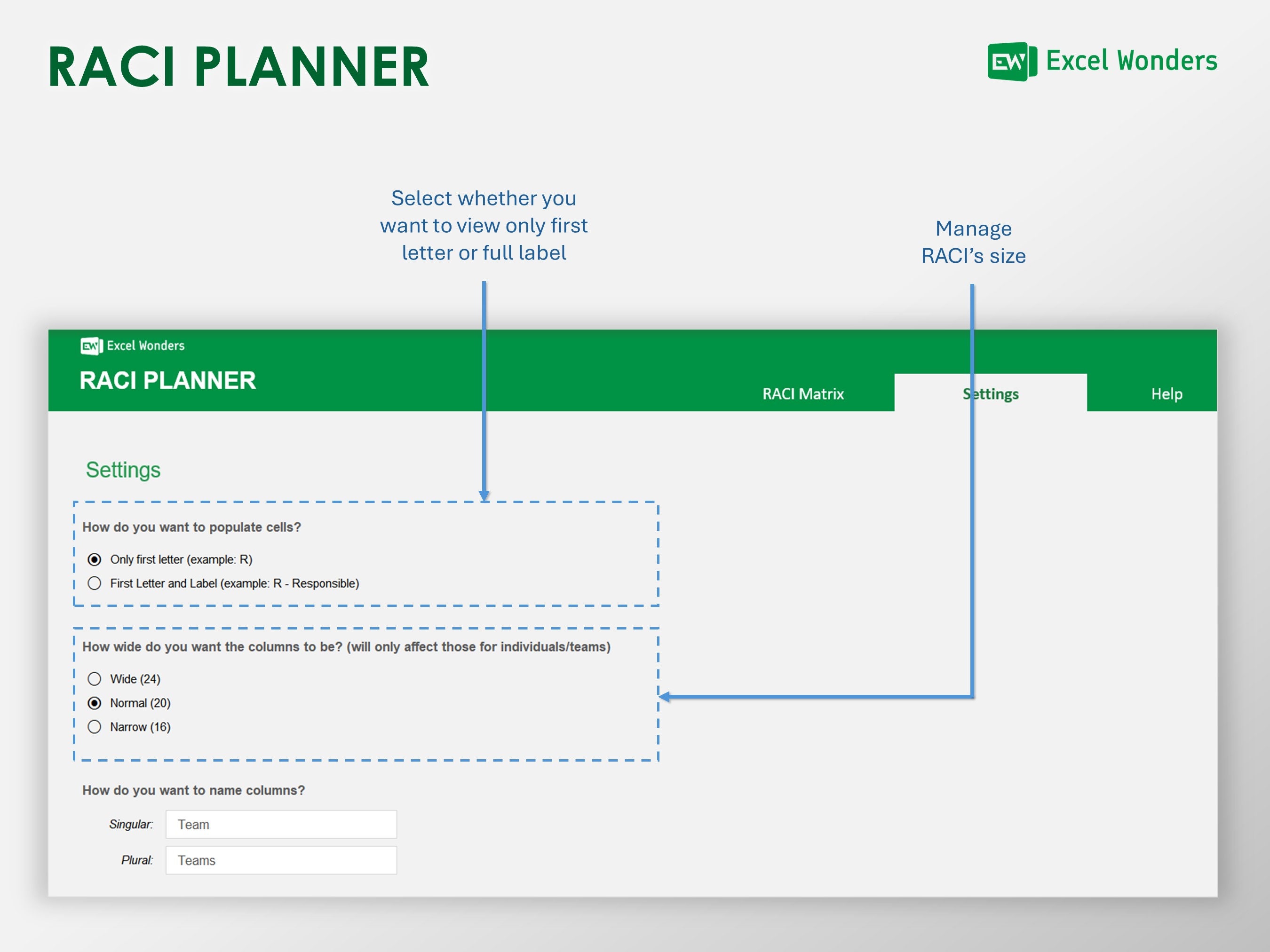 RACI Matrix Planning Excel Template | Project Management Worksheet ...