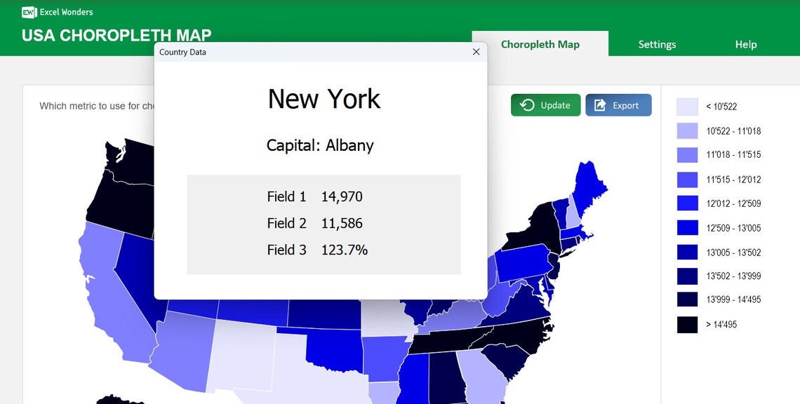 USA Choropleth Map Excel Template | Interactive Data Visualization ...