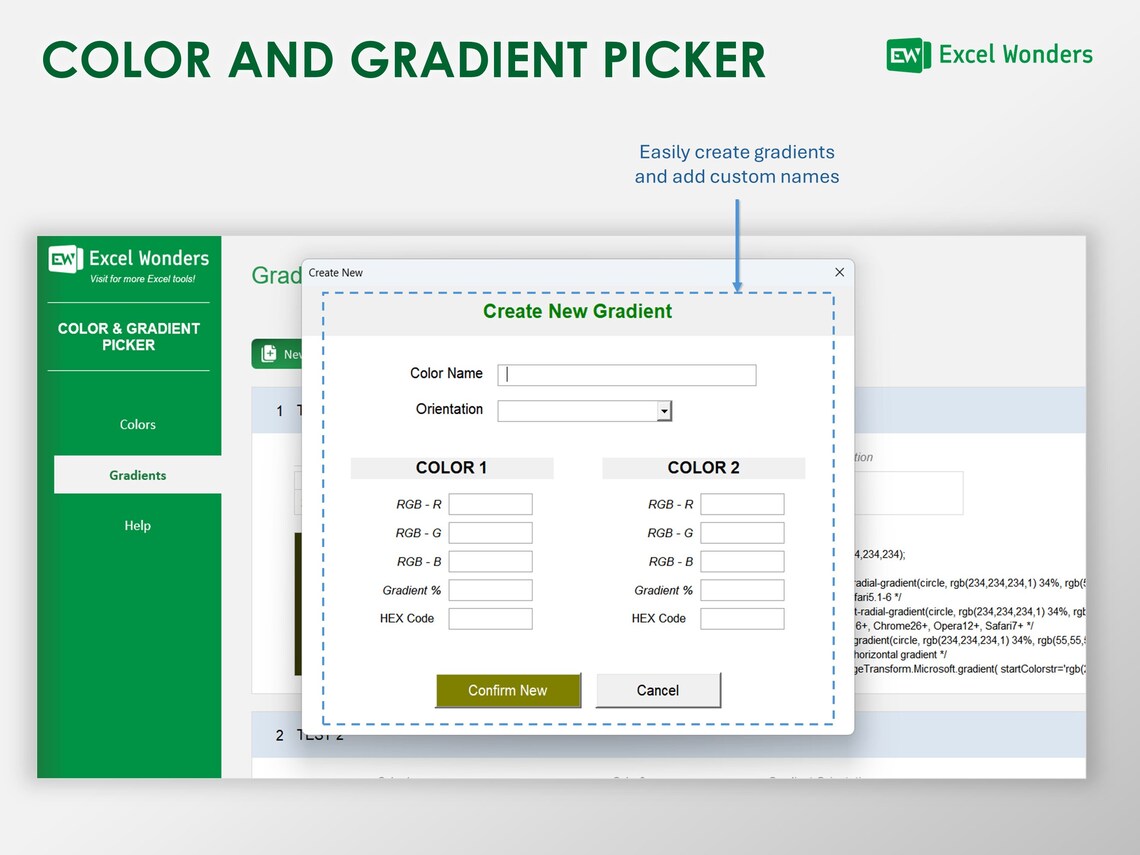 Color & Gradient Picker Excel Template | Plan Stunning Design Grid ...