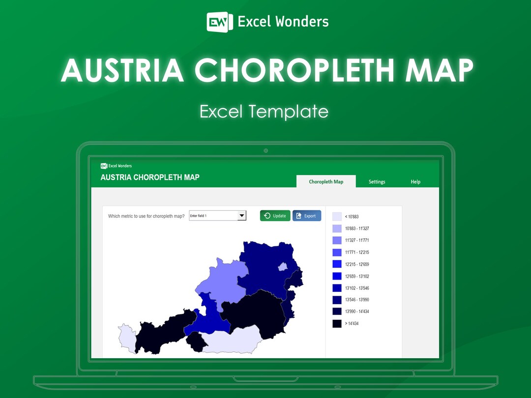 Austria Choropleth Map Excel Template | Detailed Visualization of Regional Data With Color-coded ...