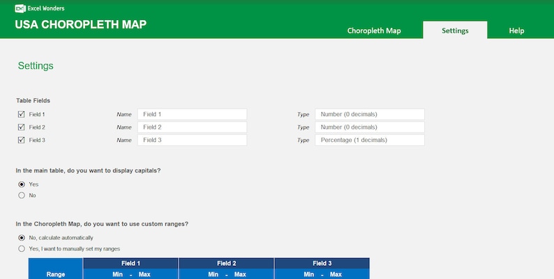 USA Choropleth Map Excel Template | Interactive Data Visualization ...
