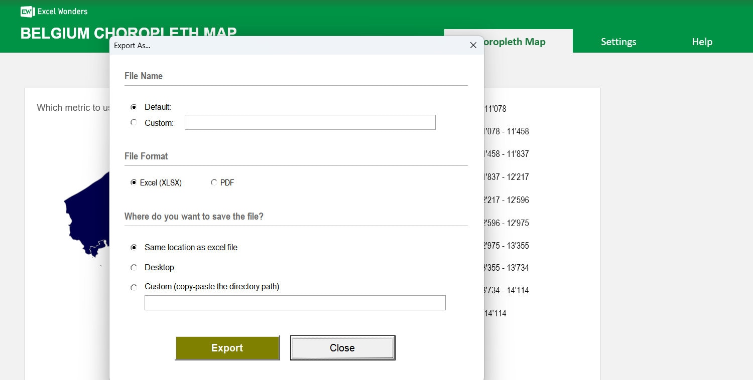 Belgium Choropleth Map Excel Template | Excel Wonders | Detailed Data ...