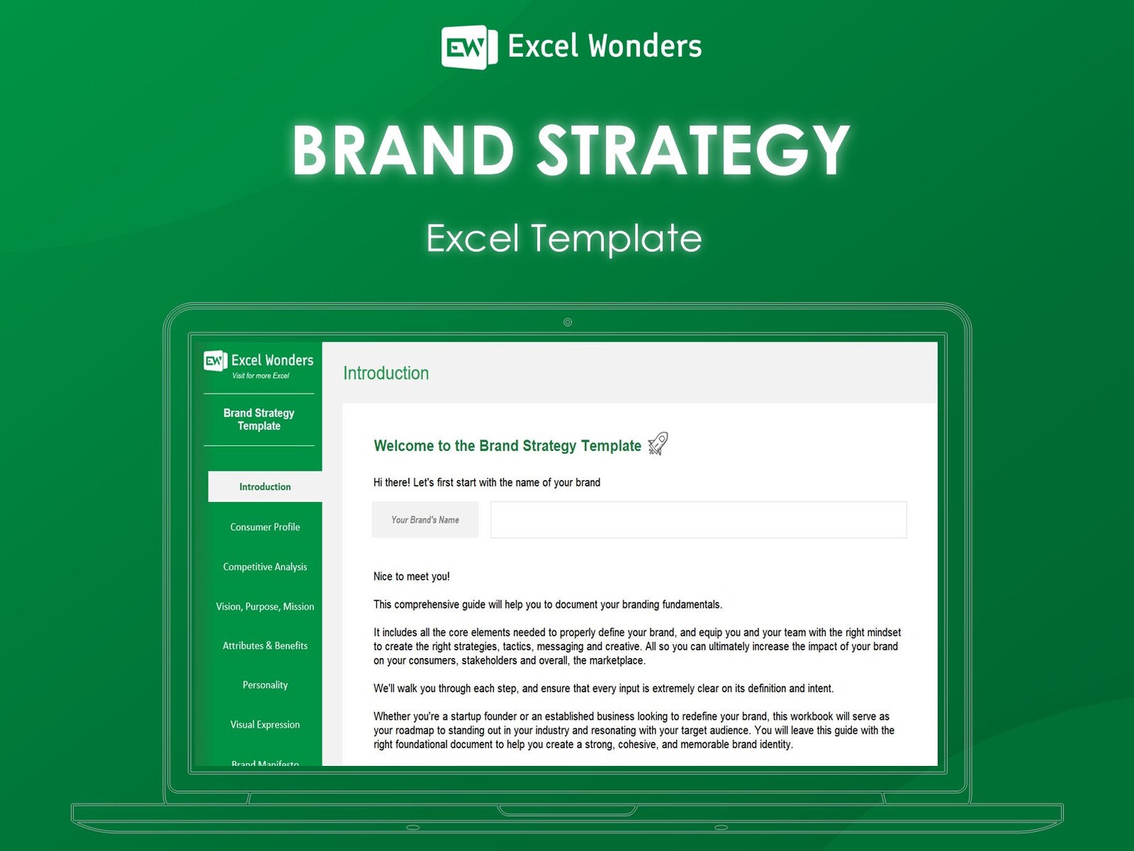 Brand Strategy Excel Template | Brand Identity Builder for ...