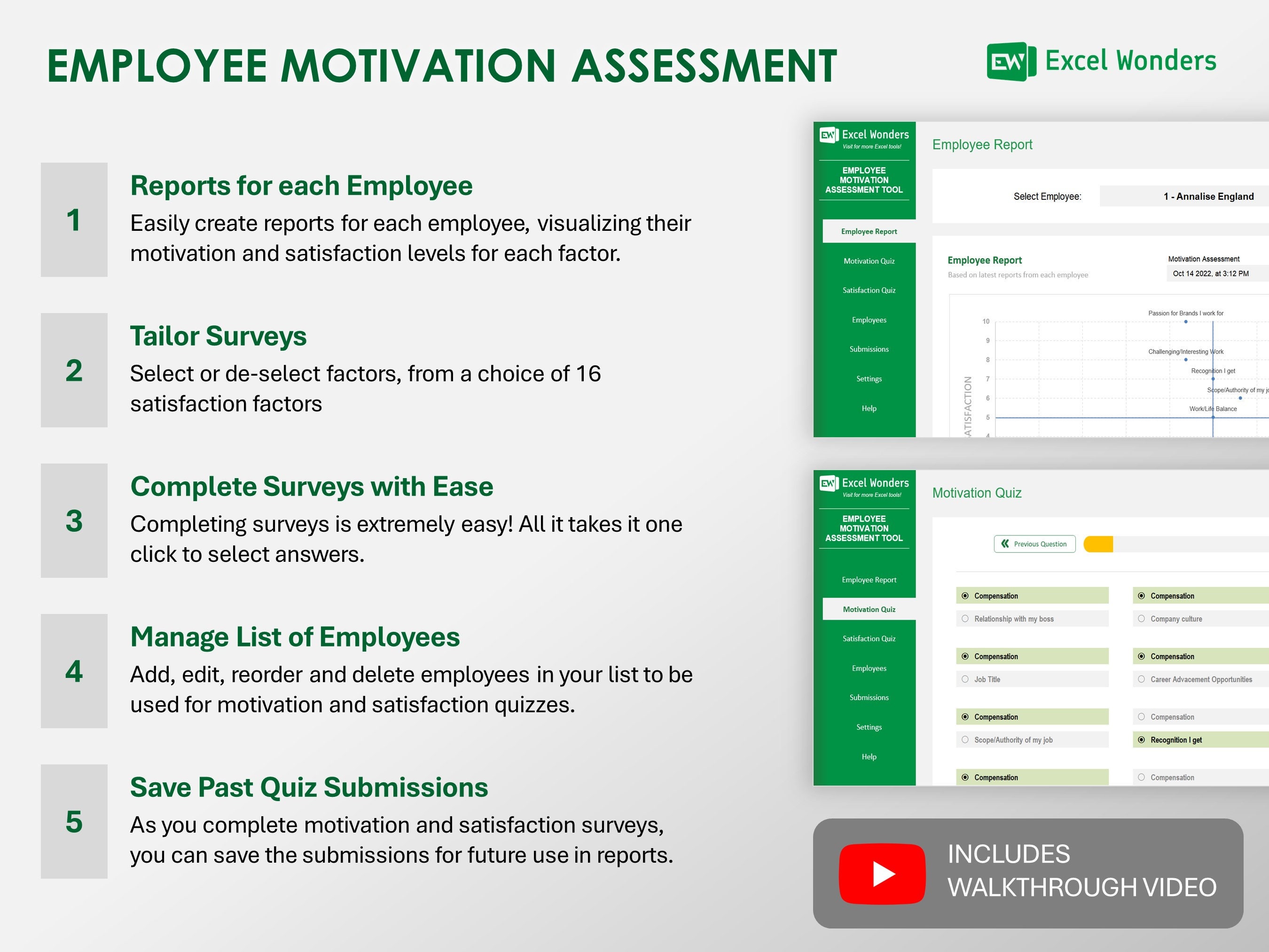 Employee Motivation Assessment Excel Template: Workplace Team Tool - Etsy