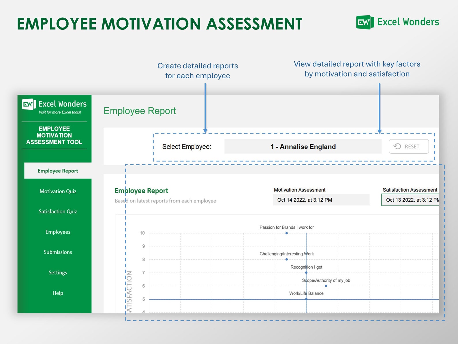 Employee Motivation Assessment Excel | Team & Workplace Survey Tool for ...