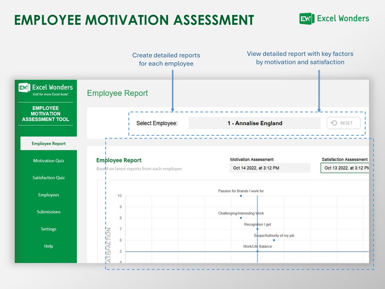 Employee Motivation Assessment Excel | Team & Workplace Survey Tool for ...