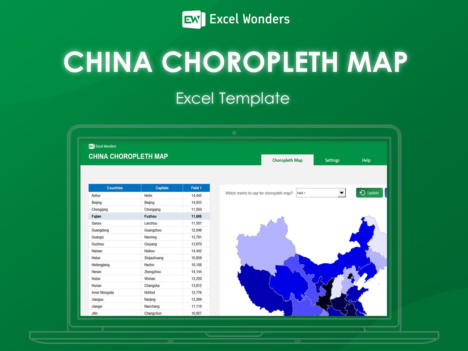 China Choropleth Map Excel Template | Editable Data Visualization Tool ...