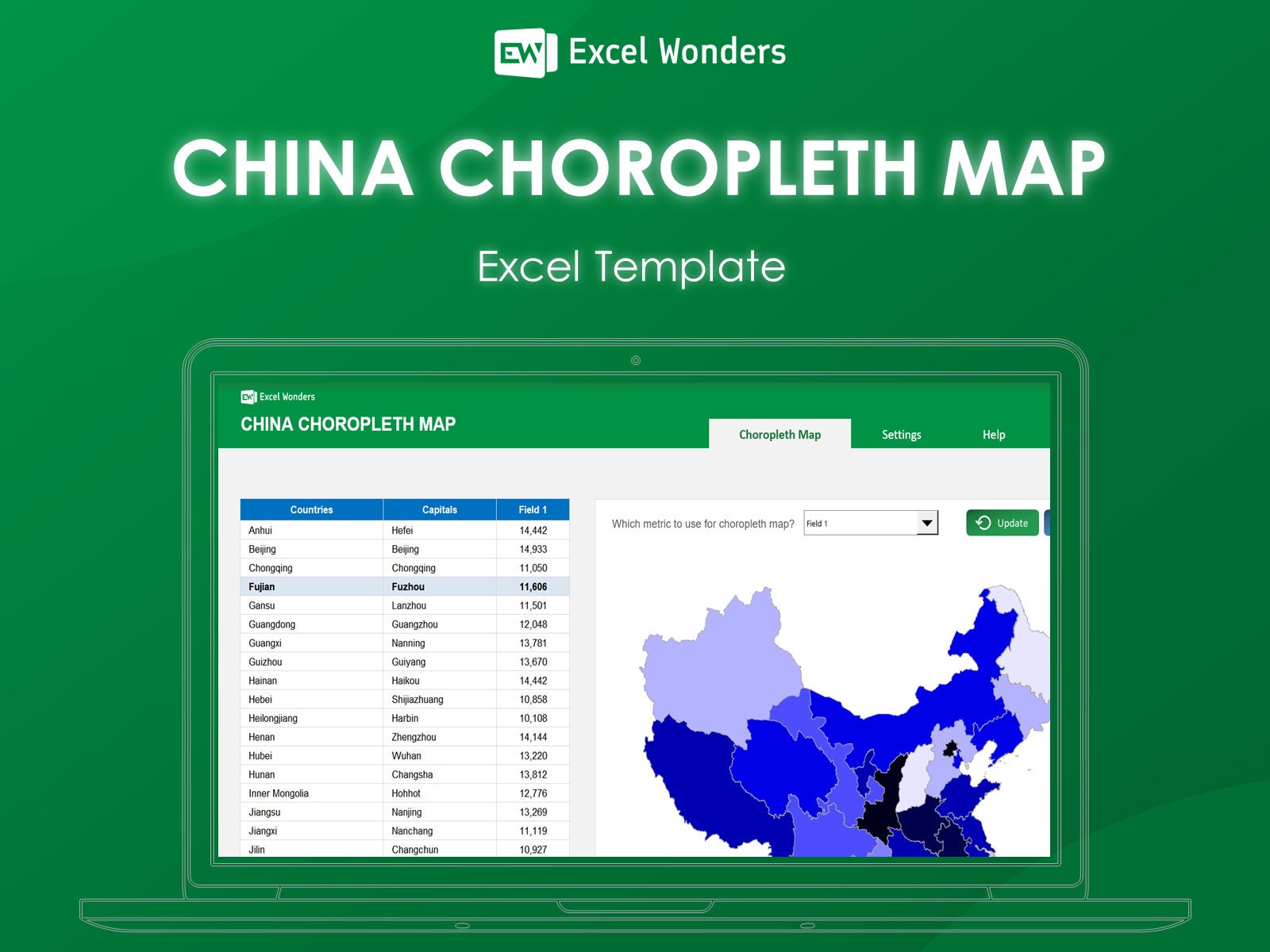 China Choropleth Map Excel Template | Editable Data Visualization Tool ...
