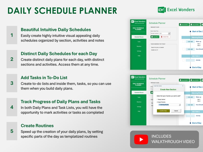 Daily Schedule Planner Excel Template: To-do List & Habit Tracker - Etsy