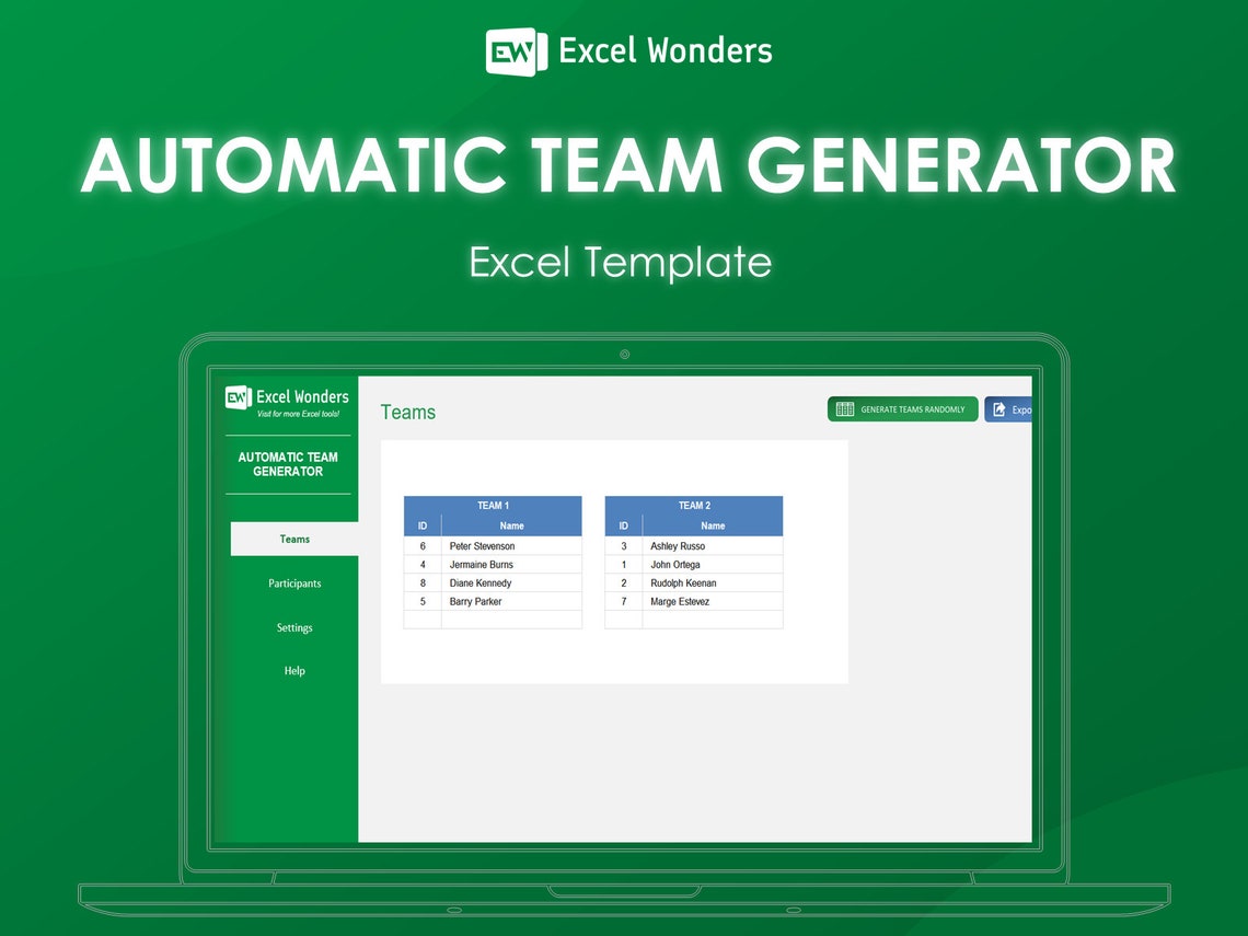 Automatic Team Generator Excel Template | Planning and Player ...