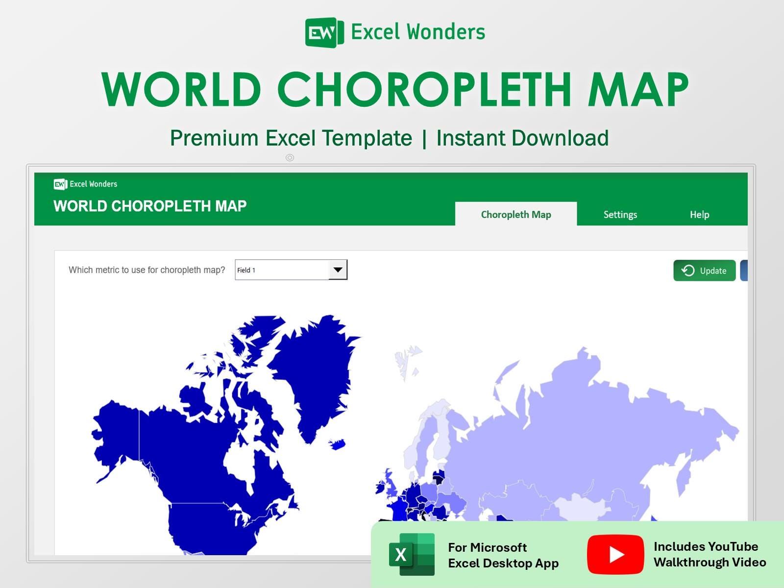 World Choropleth Map Excel Template: Interactive Data Visualization ...