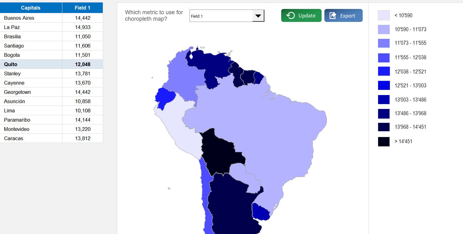 South America Choropleth Map Excel Template Interactive Editable Data Visualization Of Latin 4139