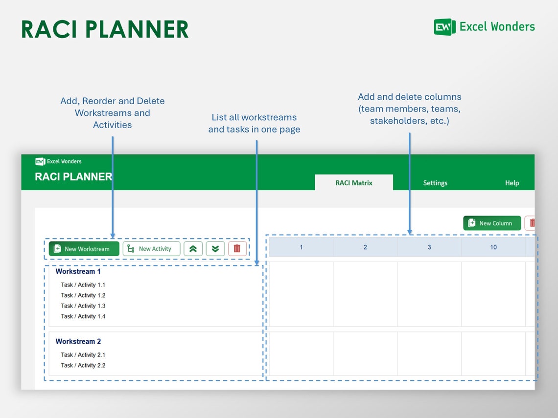 RACI Template Excel | RACI Matrix Project Management Tool for Teams ...