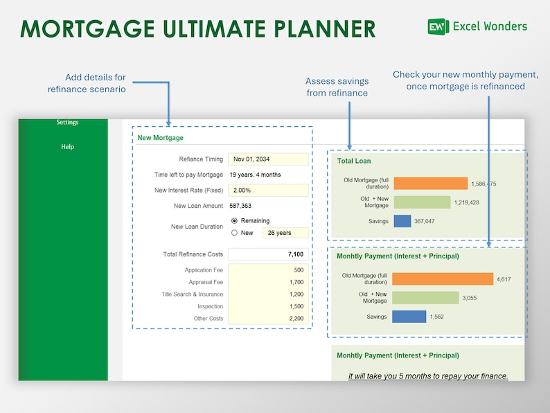 Mortgage Calculator Excel Template | Loan & Amortization Spreadsheet ...