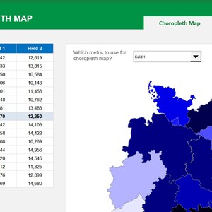 Germany Choropleth Map Excel Template: Data Visualization - Etsy