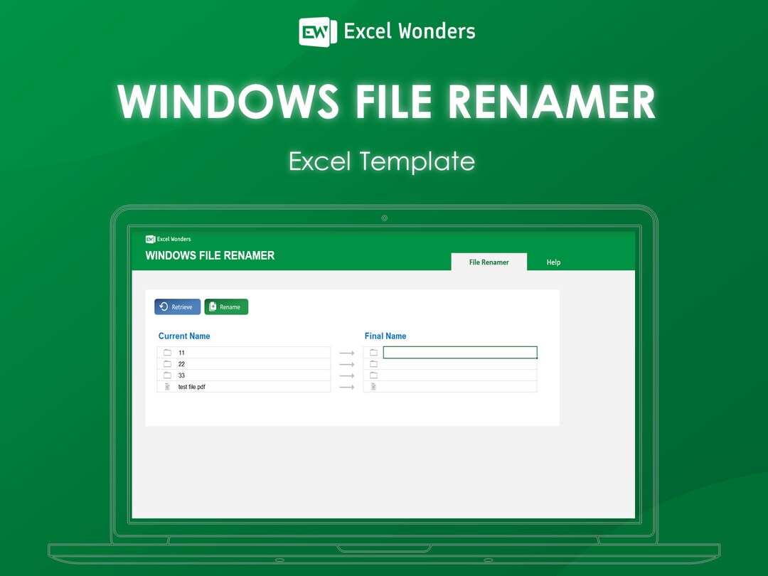 Windows File Renamer Excel Template: Batch File Rename Tool - Etsy