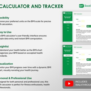 BMI Calculator & Tracker Excel Template | Easy-to-use Tool for Health ...