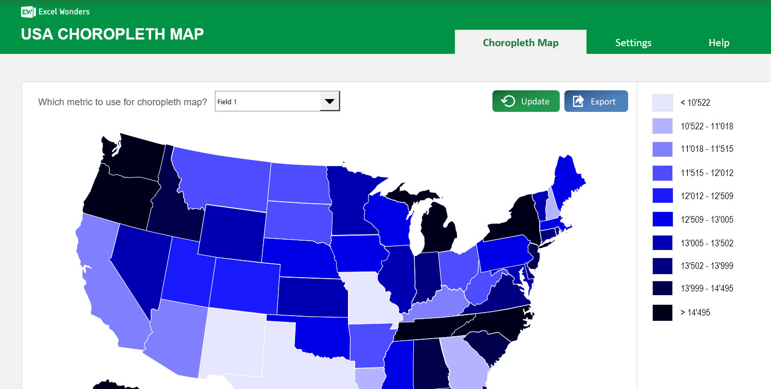 USA Choropleth Map Excel Template: Interactive Data Visualization - Etsy