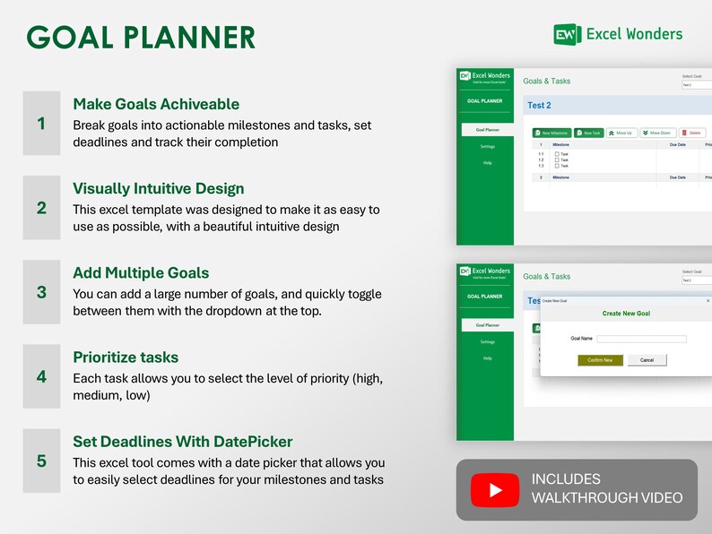Goal Planner Excel Template | Strategic Goal Tracking for Life & Work ...