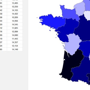 France Choropleth Map Excel Template | Data Visualization Tool for Map ...