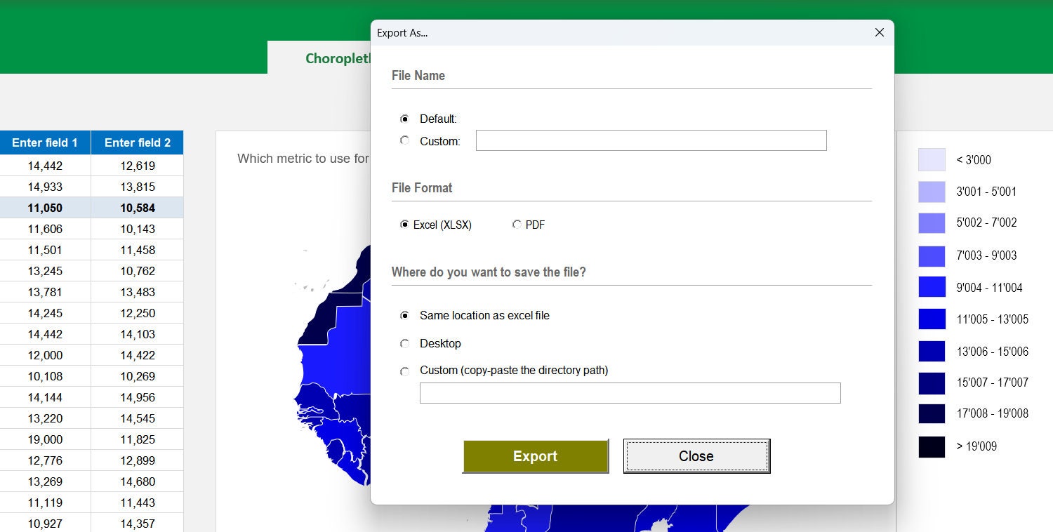 Africa Choropleth Map Excel Template: Data Visualization (digital ...