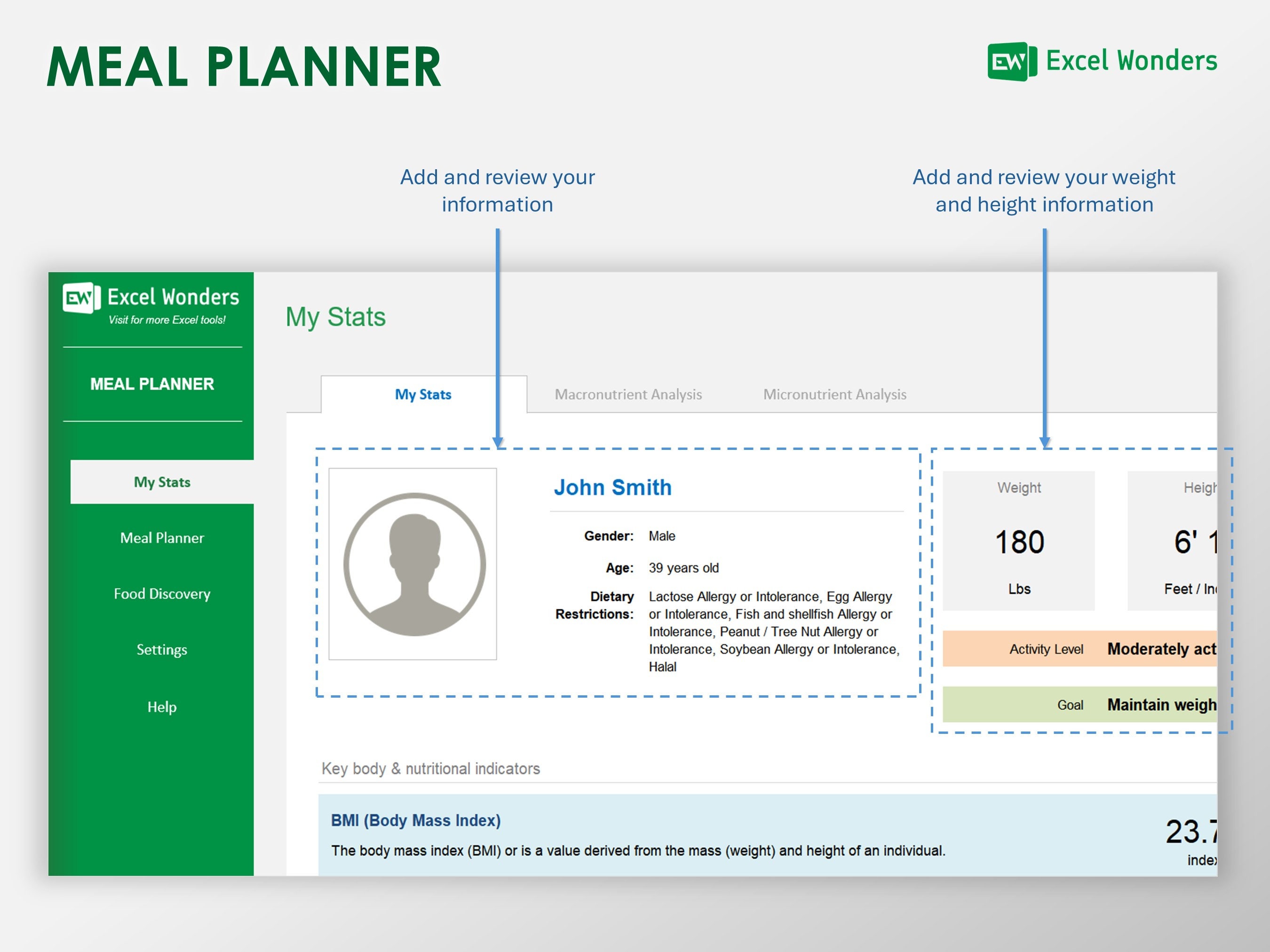 Excel Meal Planner | Customizable Meal Plan Template for Nutrition ...