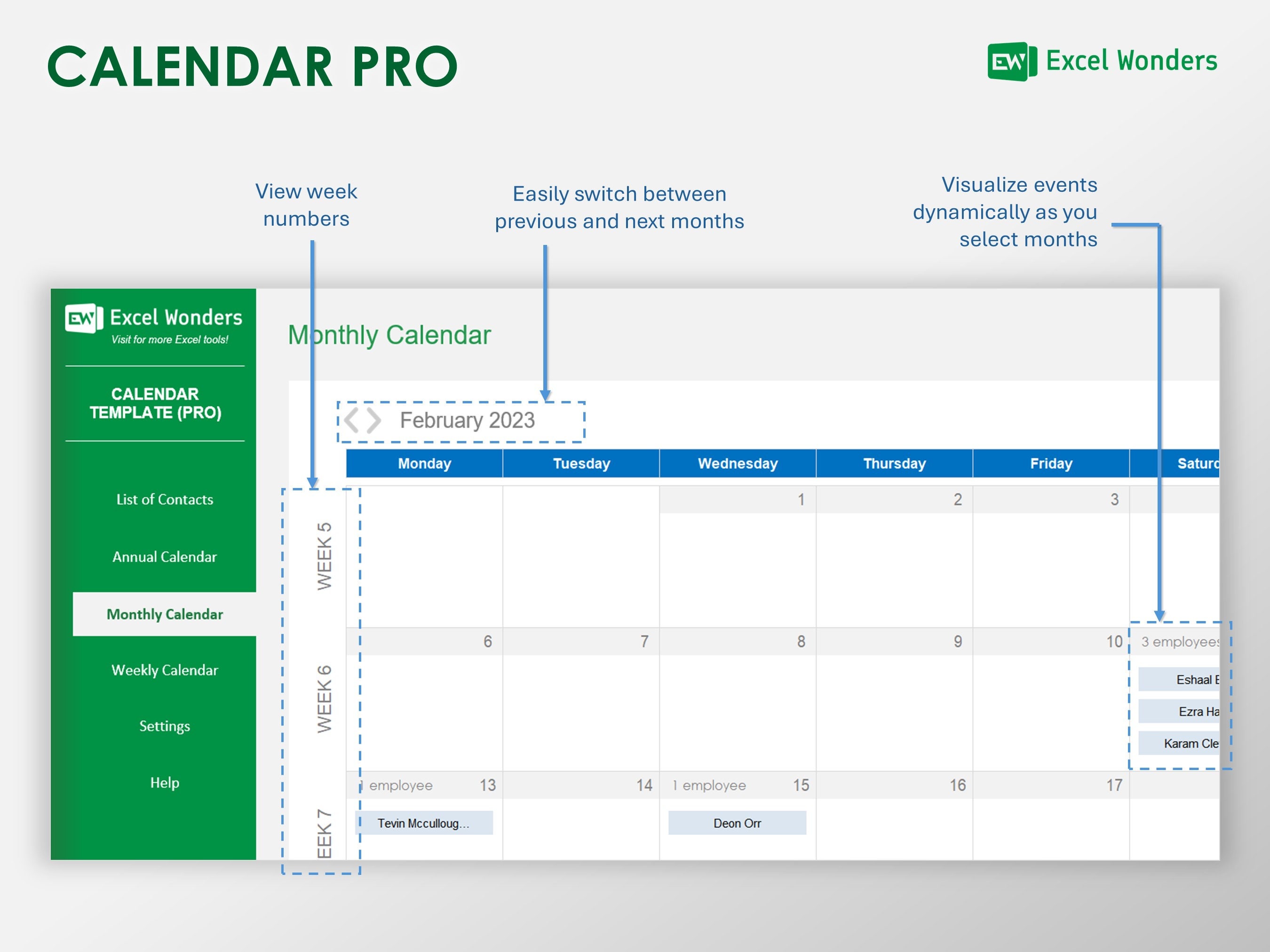 2025 Customizable Calendar Pro Excel Template: Daily, Weekly, Monthly ...