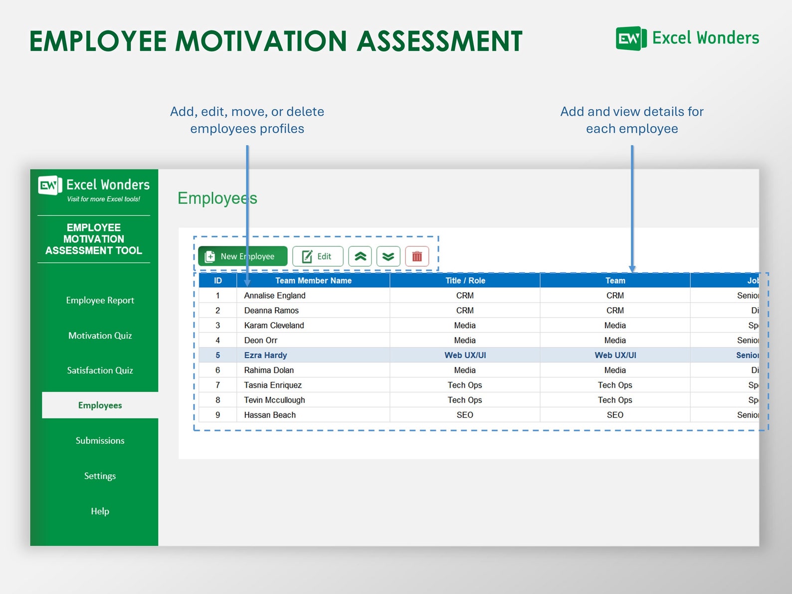 Employee Motivation Assessment Excel | Team & Workplace Survey Tool for ...