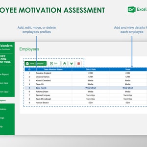 Employee Motivation Assessment Excel | Team & Workplace Survey Tool for ...