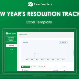 New Year's Resolution Tracker Template List & Track 2024 Year Goals ...
