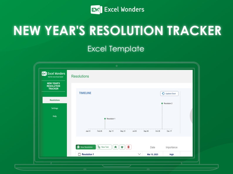 New Year's Resolution Tracker Template | List & Track 2024 Year Goals ...
