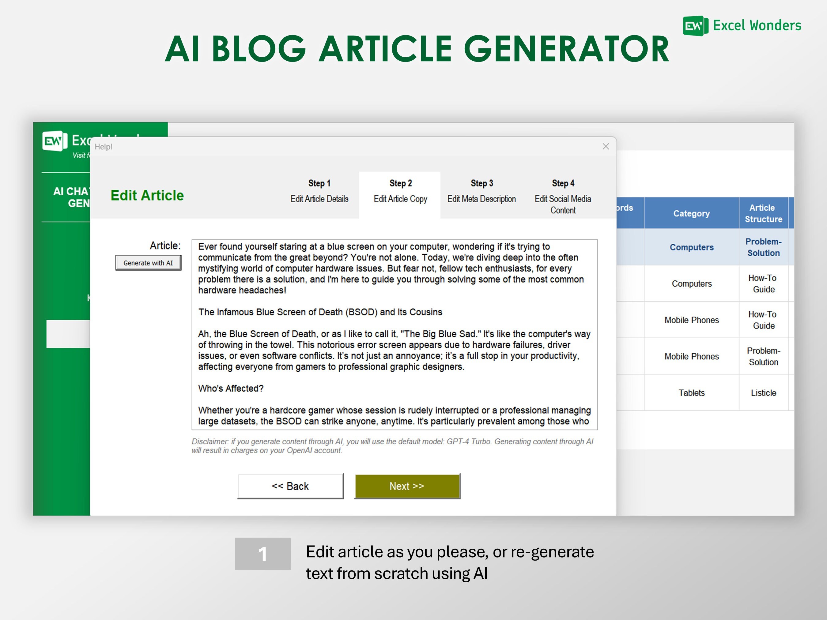 AI Blog Article Generator Excel Template Create Seo-optimized Blog ...