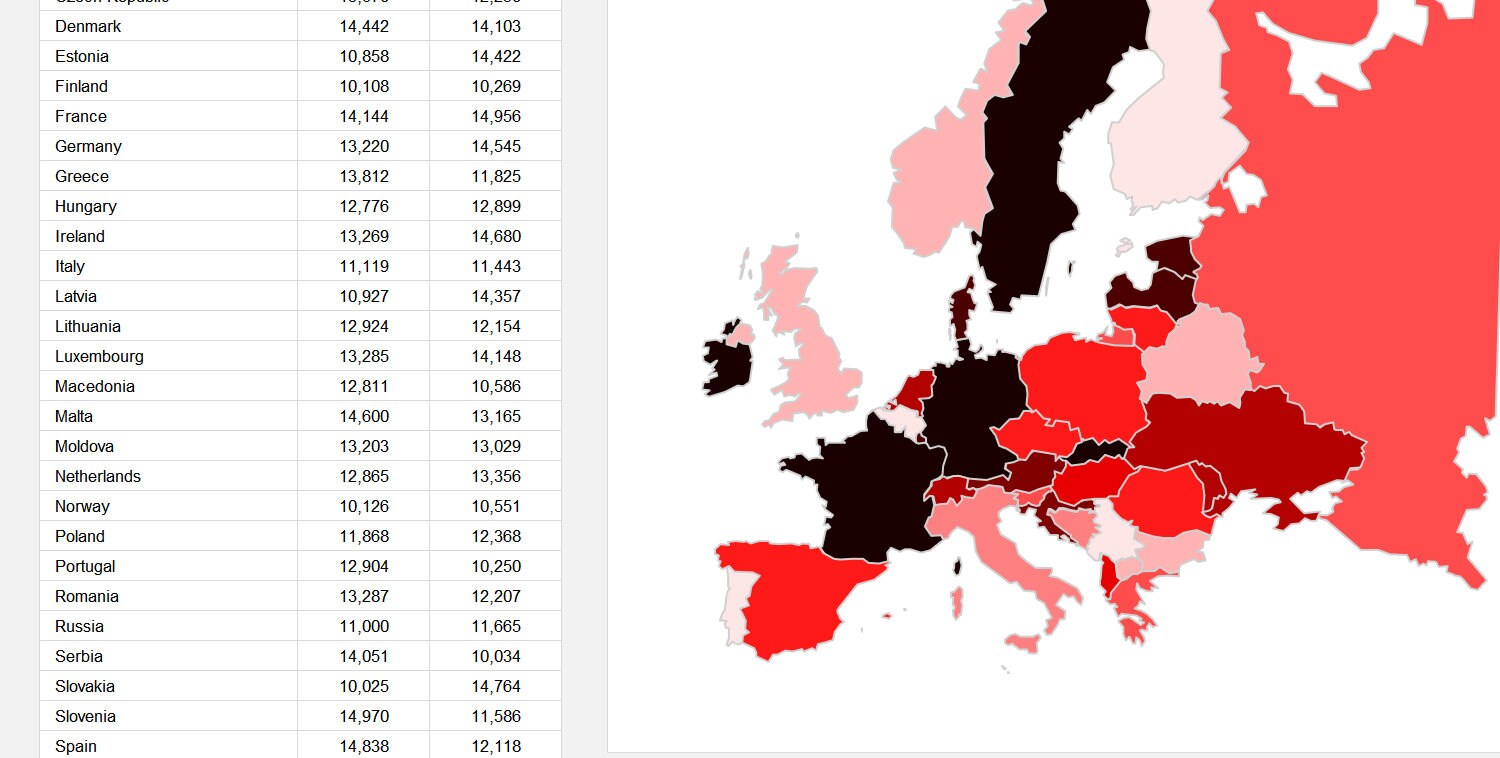 Europe Choropleth Map Excel Template | Map of Europe With Countries ...