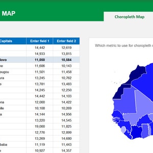 Map In Excel Africa Choropleth Template Data Visualization