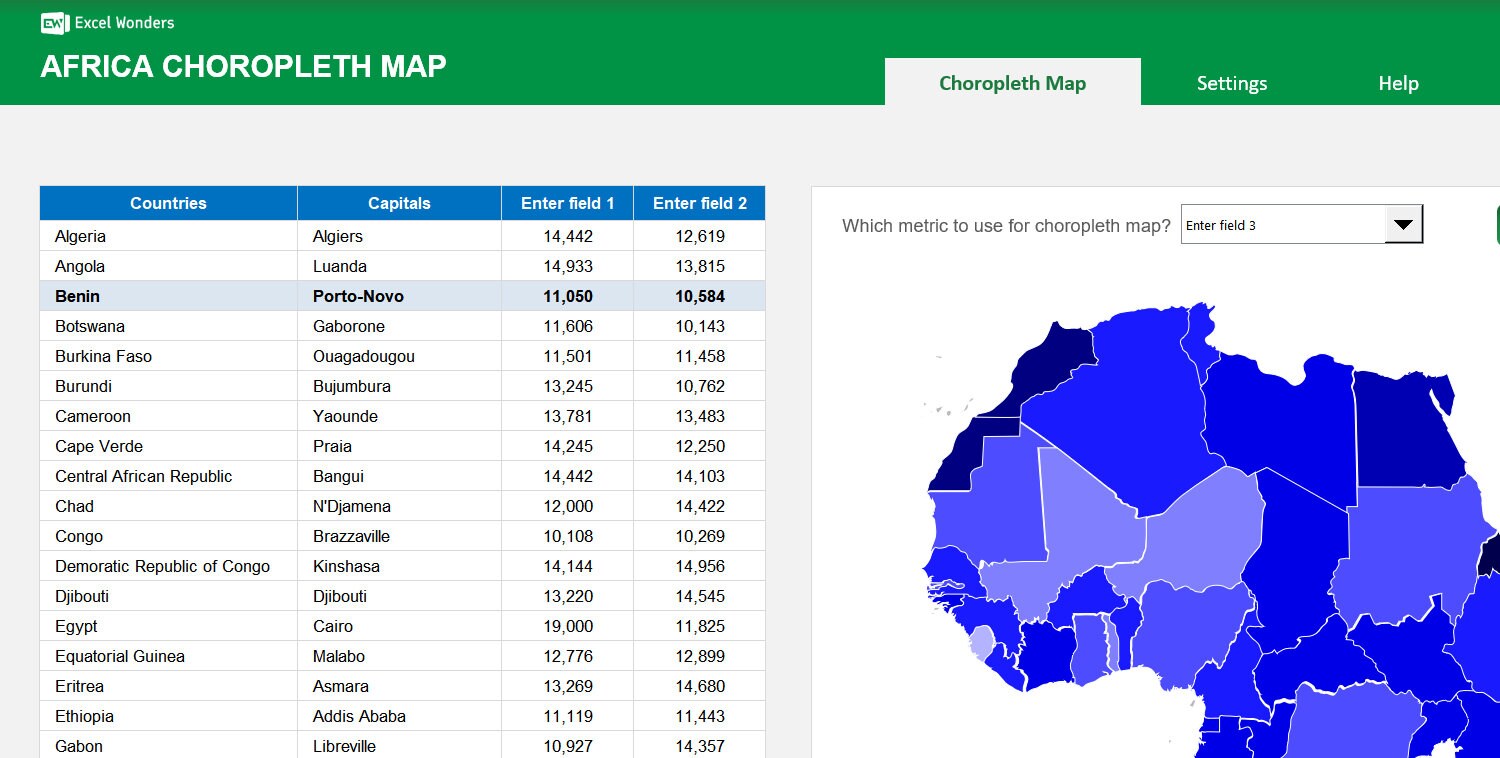 Africa Choropleth Map Excel Template: Data Visualization (digital Download) - Etsy