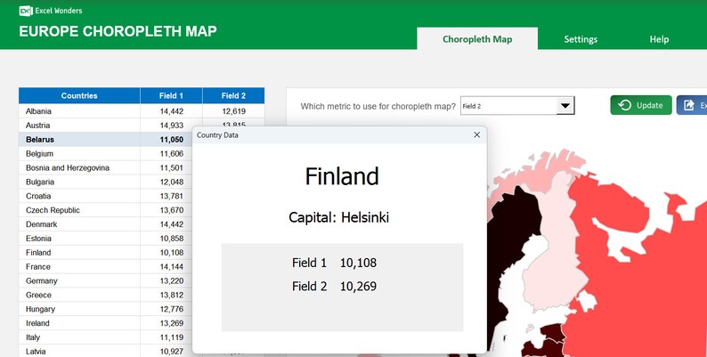 Europe Choropleth Map Excel Template | Map of Europe With Countries ...