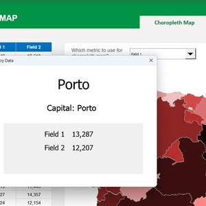 Iberia Choropleth Map Excel Template: Spain & Portugal - Etsy