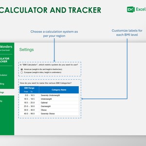 BMI Calculator & Tracker Excel Template Easy-to-use Tool for Health and ...