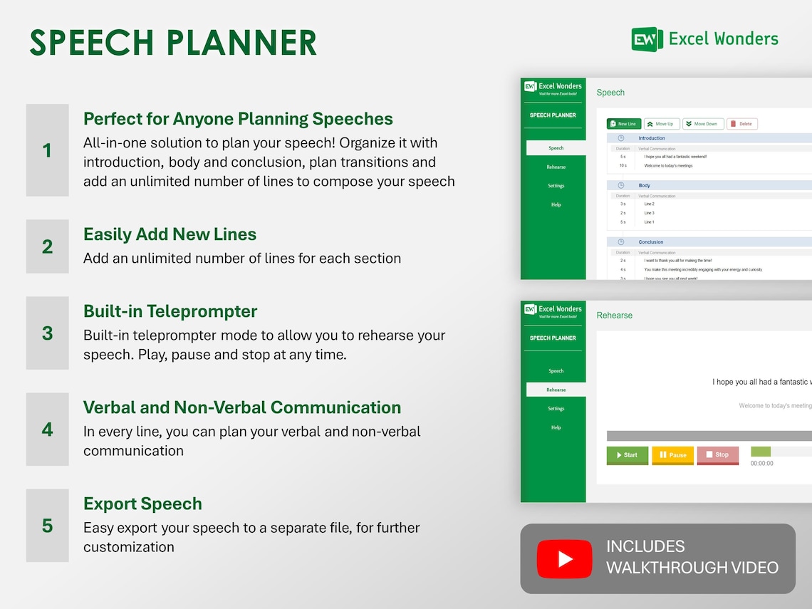 Speech Planner Excel Template: Public Speaking & Toastmasters Tool - Etsy