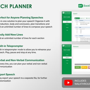 Speech Planner Excel Template | Speech, Public Speaking and ...