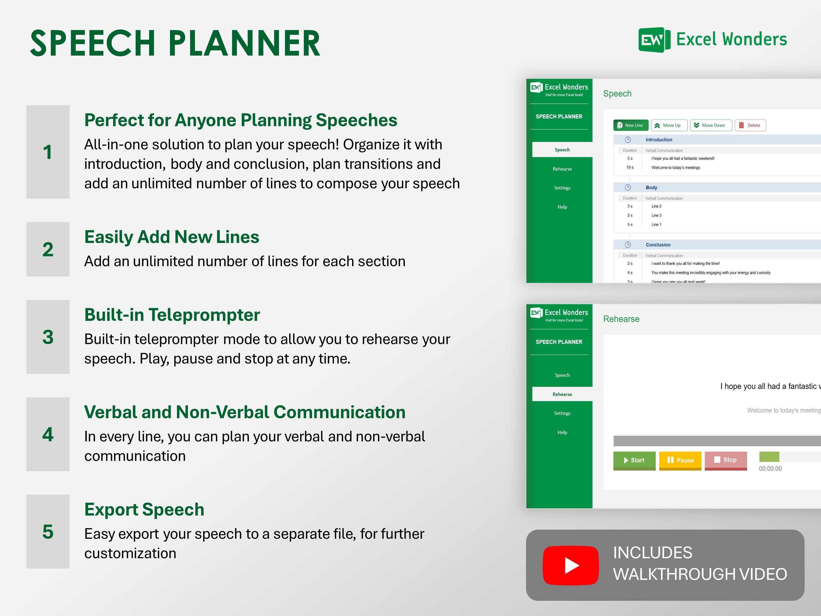 Speech Planner Excel Template | Speech, Public Speaking and ...