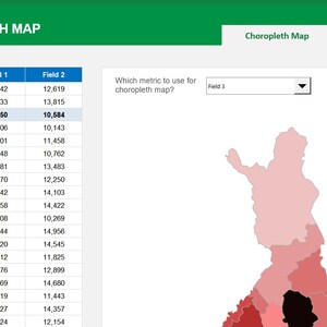 Finland Choropleth Map Excel Template | Data Visualization Spreadsheet ...