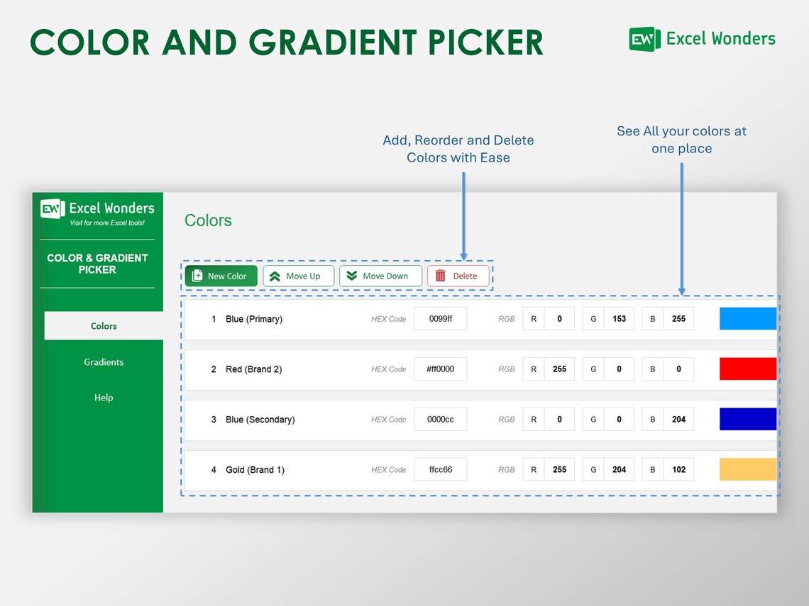 Color & Gradient Picker Excel Template | Plan Stunning Design Grid ...
