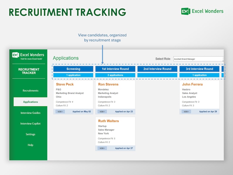 Recruitment Tracker Excel Template: Applicant Tracking & Interview ...