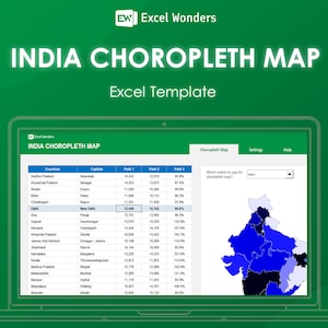 India Choropleth Map Excel Template: Data Visualization (digital ...