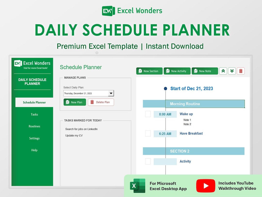 Daily Planner Excel Template | To-do List & Habit Tracker for ...
